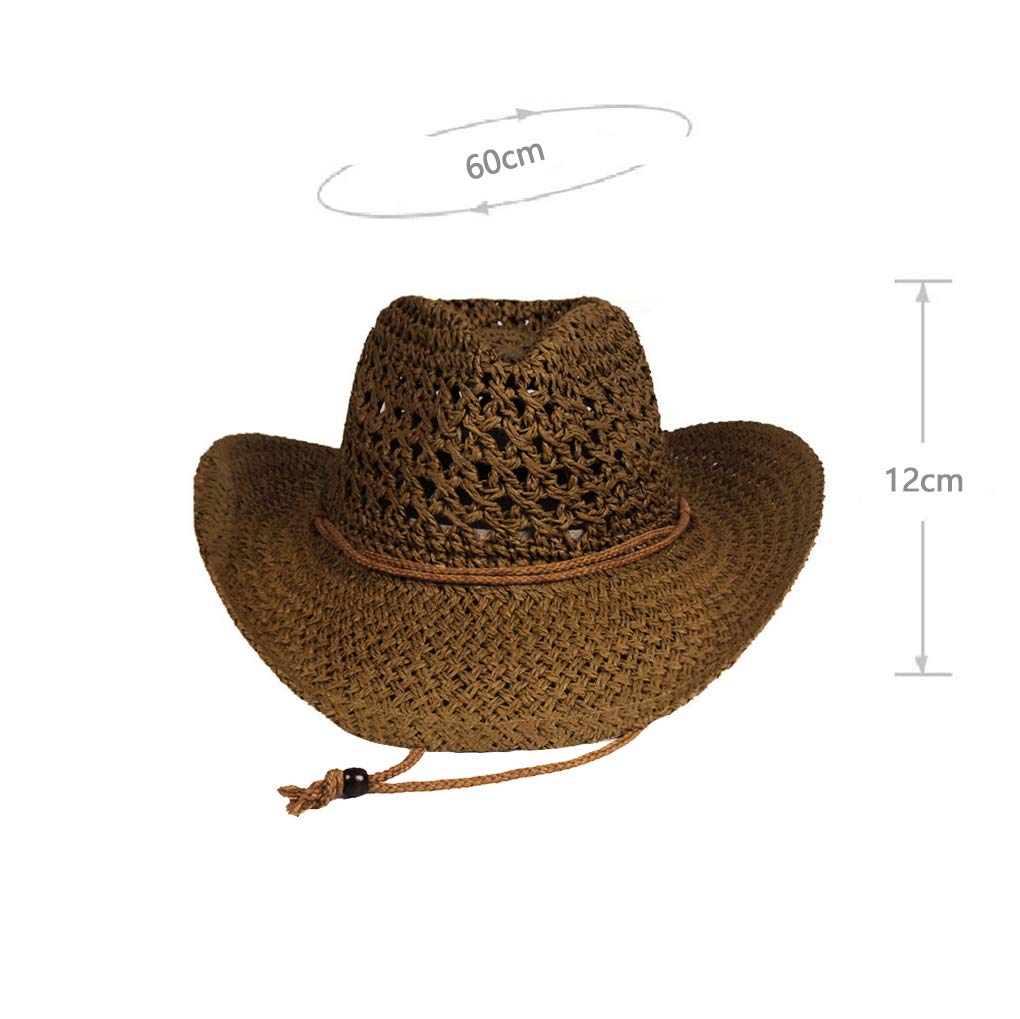 Straw Hat Women Men Cowboy Hat Beach Floppy Sun Hat Brim Summer Sun Hat Fashion Folding Travel Cap UPF50 Sun Visor Hat UV Protection Sunhat Fisherman Bush Hat (Brown)