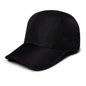 ponyflo active ponytail hat - ponytail caps for women, running hat for women, curly hair ponytail hat, womens ponytail hats for gym black