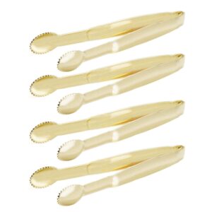 hinmay mini serving tongs 5 inches appetizer tongs, set of 4 (gold)