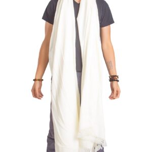 Om Shanti Crafts Meditation Shawl or Meditation Blanket, Shawl/Wrap, Oversize Scarf/Stole. Large. Unisex. (White)