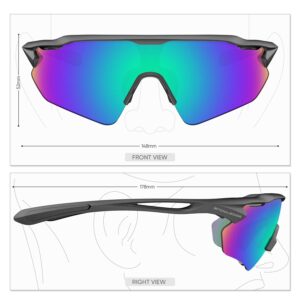 Snowledge Cycling Glasses with 5 Interchangeable Lenses, Mens Womens Polarized Sports Sunglasses, Running Baseball Cricket Sunglasses