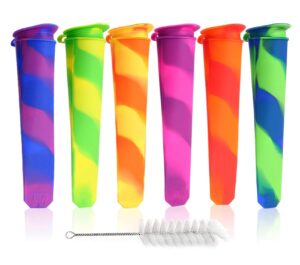 silicone ice pop molds wpunwen ice popsicle molds with lids 6 pcs silicone popsicle molds for kids with clean brush durable reusable popsicle tubes multi color