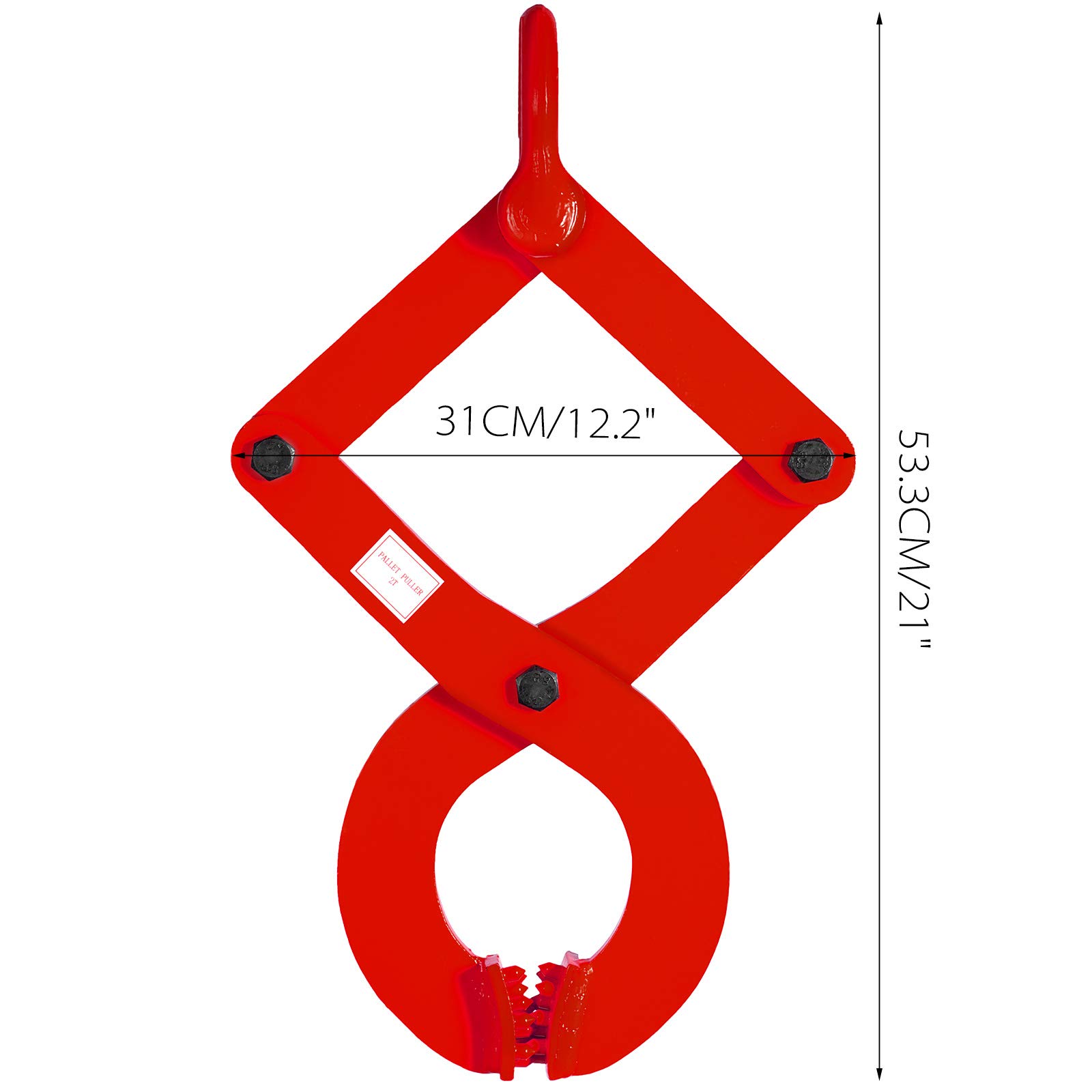 BestEquip 2T Pallet Puller Steel Single Scissor Red Pallet Puller Clamp 4409 LBS Capacity Pallet Grabber 6.3 Inch Jaw Opening x 0.5 Inch Jaw Height arbitrarily Changed to Adjust The use