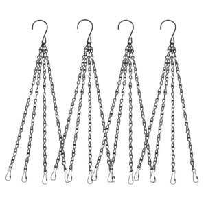 emphy 4pack - 24 inch 4 leads hanging chain with hooks flower pot chain replacement plant hangers for bird feeders, planters and lanterns (black)