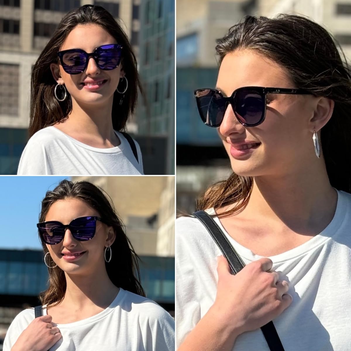 LVIOE Oversized Polarized Sunglasses for Women Trendy Large Cat Eye UV Protection Shade LS1627s