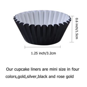 Elcoho 600 Pieces 1.25 Inch Mini Size Foil Metallic Cupcake Liners Muffin Paper Cases Baking Cups