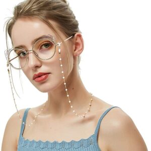 BLOOMMAY Pearl Eyeglass Chains for Women 18K Gold Plated Sunglasses Eyewear Elegant Strap Holder Women's Eyeglass Chains