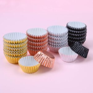 Elcoho 600 Pieces 1.25 Inch Mini Size Foil Metallic Cupcake Liners Muffin Paper Cases Baking Cups