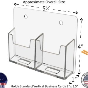 Marketing Holders 2 Pack Vertical Business Card Holder Wall Mount with Hanging Hardware Holds 2" x 3.5" Appointment Cards for Medical Facilities Gift Cards ID Badges Clear Acrylic Display Rack