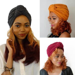 Women Turban,Beanie Hats,Indian Hats Head Wraps,African Turban Knot Pre-Tied Bonnet Beanie Cap for Women