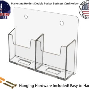 Marketing Holders 2 Pack Vertical Business Card Holder Wall Mount with Hanging Hardware Holds 2" x 3.5" Appointment Cards for Medical Facilities Gift Cards ID Badges Clear Acrylic Display Rack