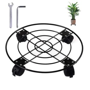 plant caddy with wheels heavy duty metal iron large potted plant stand holder move around indoor outdoor garden patio flower pot planter adjustable rolling dolly casters with locking black 13 inches …