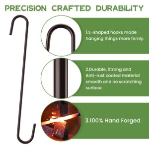 6 Pack heavy duty s hooks,Brown strong metal big hooks for hanging plants or large items as potted plants,garden tools,bird cages,animal feeders