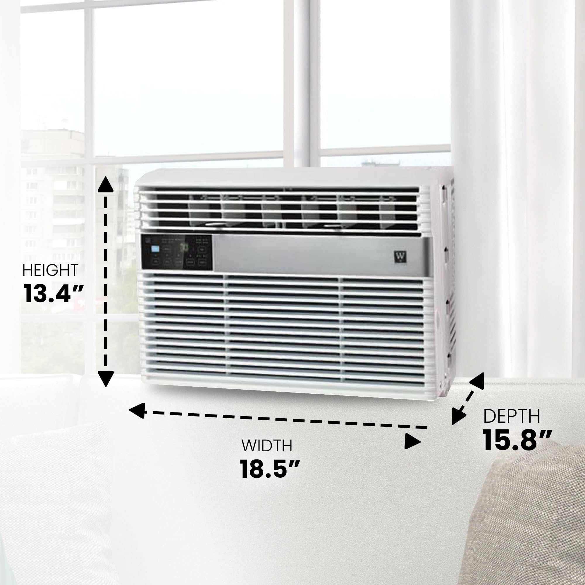 HomePointe Electronic 8,000 BTU 3-Speed Window Air Conditioner with Remote Control and Mesh Filter for 350 to 500 sq. ft. Rooms, White