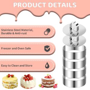 Round Cake Ring Mold,Stainless Steel Ring Molds for Cooking,Cookie Rings for Baking 4 Inch,Dessert Mousse Molds with Pusher & Lifter Cooking Rings, Tuna Tartare Mold (Include 4 Rings and 2 Pusher)