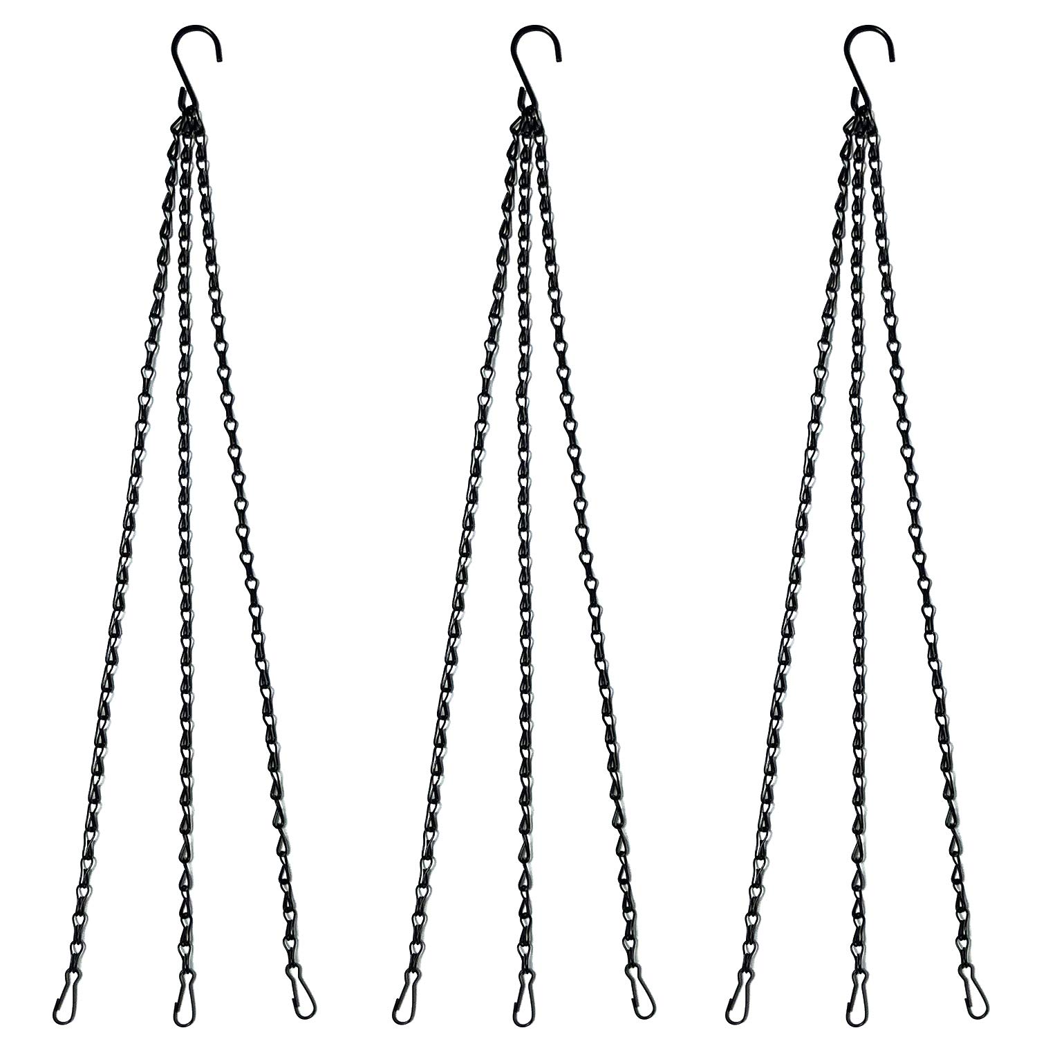 Benvo 24 inch Long Hanging Chains for Plants Flower Pot Basket Chains 3 Point Replacement Chain Hangers for Lanterns, Bird Feeders, Planters and Other Ornaments (Pack of 3)