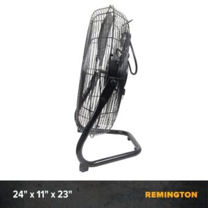 Remington 20" Industrial High Velocity Floor Fan with 3 Speed Settings and Pivoting Head. Use for Shop, Garage or Warehouse. All Metal Construction (20REM-F)