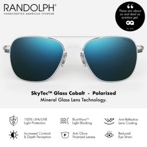 Mens or Womens Aviator Sunglasses, Matte Chrome Finish, Classic, Polarized UV Protection by Randolph USA