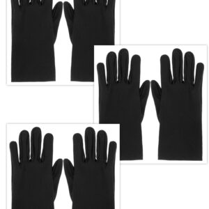 Sumind 3 Pairs Wrist Length Gloves Women Short Satin Gloves Opera Short Gloves for 1920s Wedding Party (Black 2)