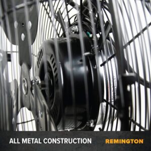 Remington 20" Industrial High Velocity Floor Fan with 3 Speed Settings and Pivoting Head. Use for Shop, Garage or Warehouse. All Metal Construction (20REM-F)