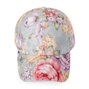 ZLYC Women Fashion Floral Print Baseball Cap Hawaiian Adjustable Snapback Dad Hat (Pink)