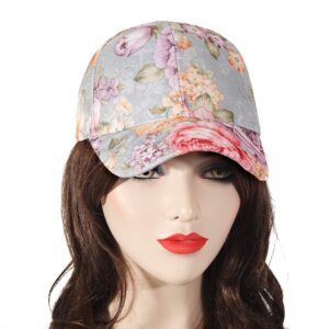 ZLYC Women Fashion Floral Print Baseball Cap Hawaiian Adjustable Snapback Dad Hat (Pink)