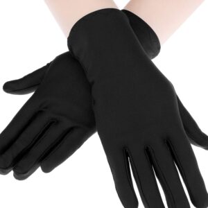 Sumind 3 Pairs Wrist Length Gloves Women Short Satin Gloves Opera Short Gloves for 1920s Wedding Party (Black 2)