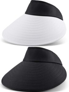 2 pieces sun visor hats wide brim visor hats adjustable large brim summer beach caps for women (color set 3)