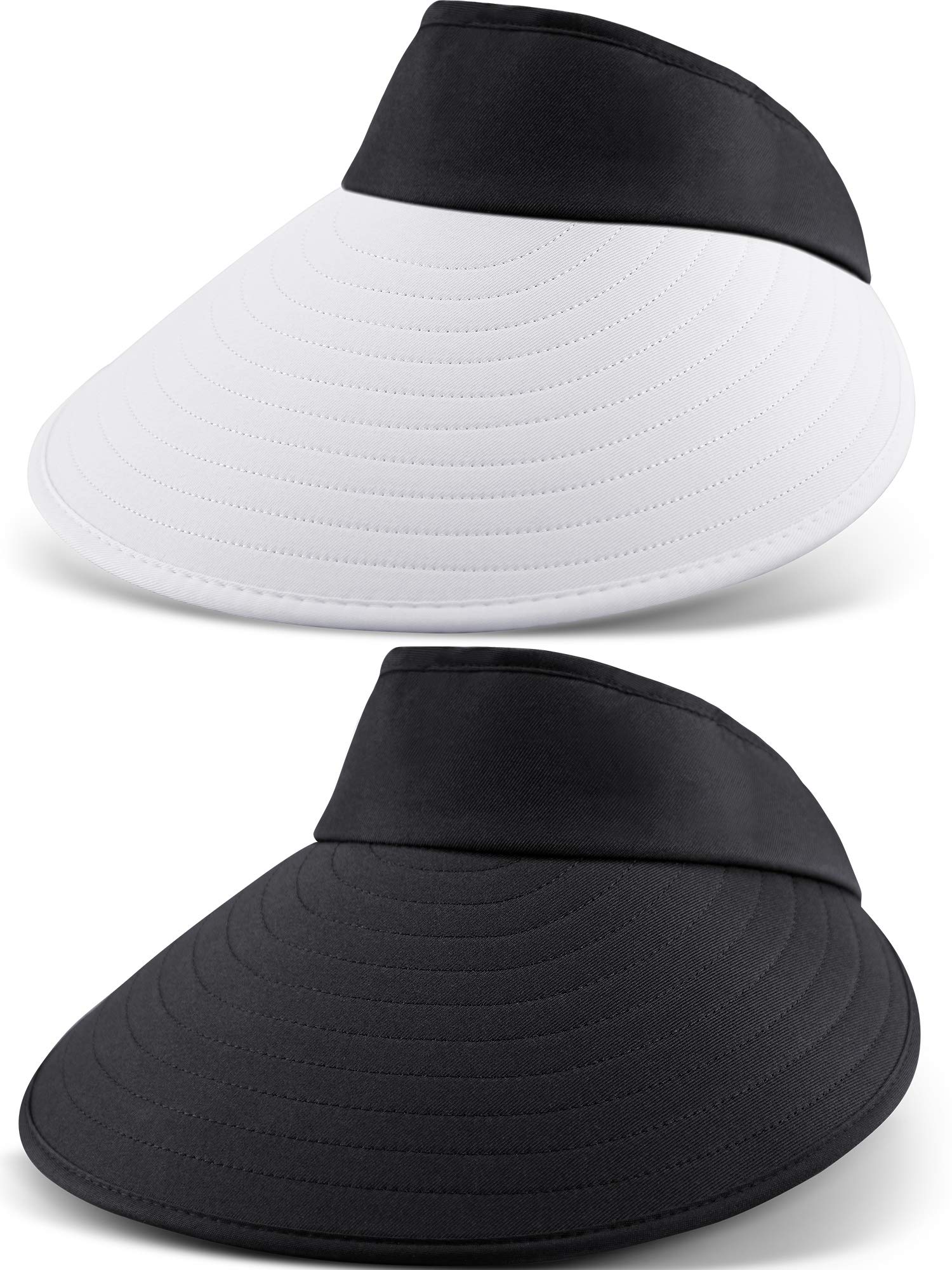 2 Pieces Sun Visor Hats Wide Brim Visor Hats Adjustable Large Brim Summer Beach Caps for Women (Color Set 3)