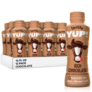 fairlife yup! low fat, ultra-filtered milk, rich chocolate flavor, all natural flavors (packaging may vary), 14 fl oz (pack of 12)