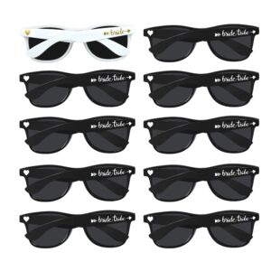 lady&home 10 pack bachelorette party sunglasses, bridesmaid and bride tribe sunglasses for bridal party, bridal shower, wedding(black)