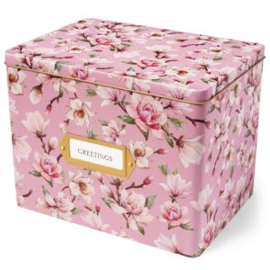 jot & mark greeting card organizer tin box with dividers, cards, and envelopes (magnolia)