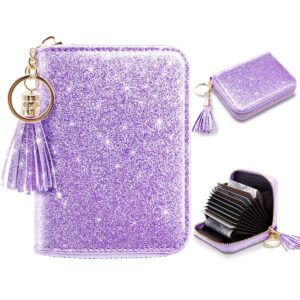 coco rossi small credit card wallet rfid glitter cute accordion card holder with zipper for women