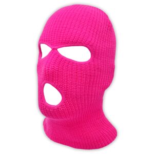 3 hole knitted full face ski mask winter balaclava face cover for outdoor sports (hot pink)