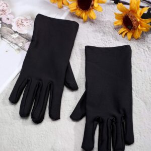 Sumind 3 Pairs Wrist Length Gloves Women Short Satin Gloves Opera Short Gloves for 1920s Wedding Party (Black 2)