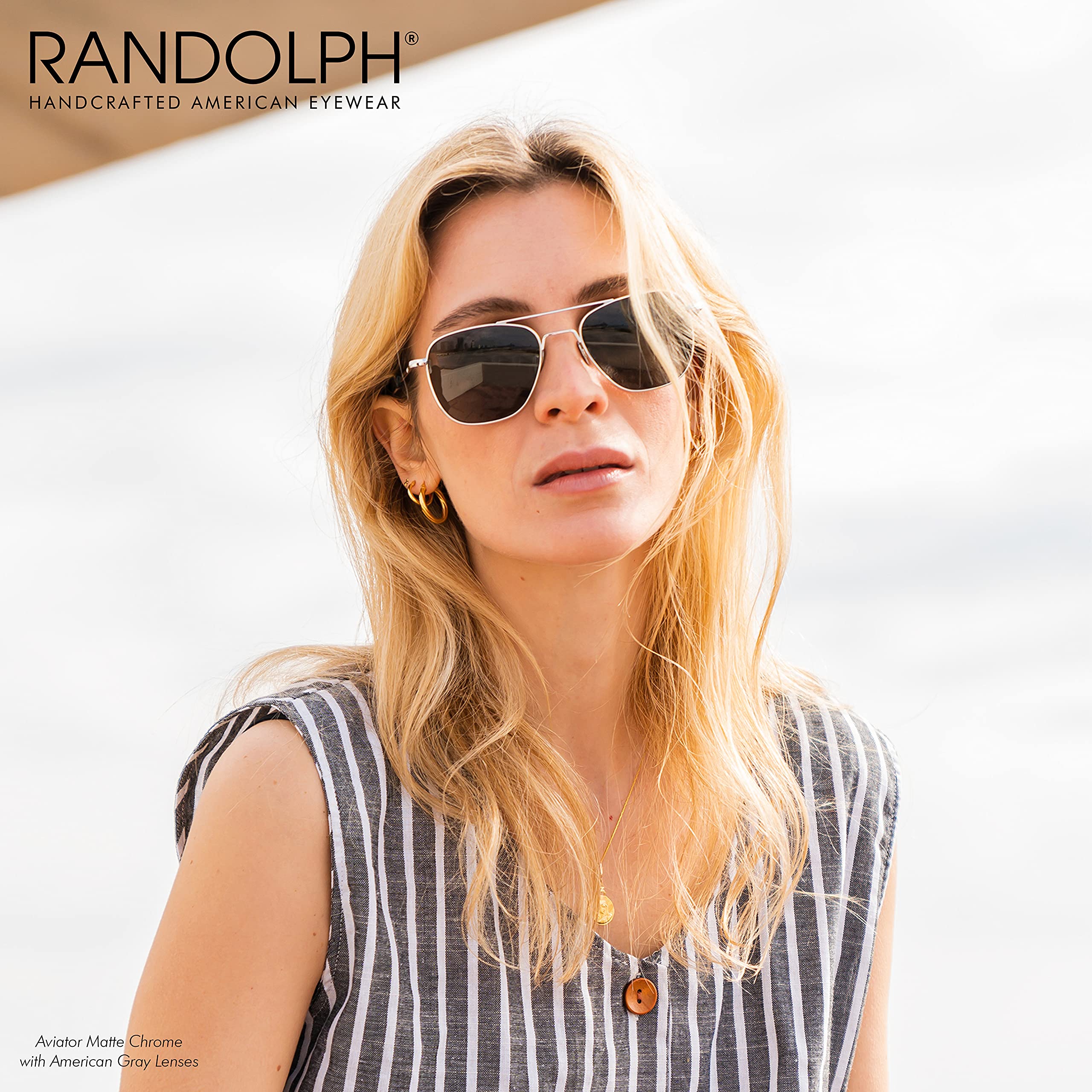 Mens or Womens Aviator Sunglasses, Matte Chrome Finish, Classic, Polarized UV Protection by Randolph USA