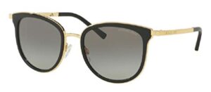 michael kors mk1010 adrianna i square 110011 54m black/gold/grey gradient sunglasses for women + bundle with designer iwear eyewear kit