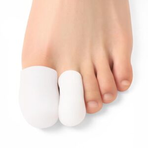 bukihome 12 pcs toe protectors, silicone toe caps to cushion toe blister, corn, callus, hammer toes,great for running, walking, stop toe pain (white,multi-size)