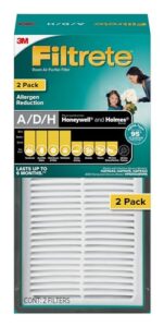 filtrete allergen reduction true hepa room air purifier filter, 2 pack, size 9.96 in. x 4.69 in., works with filtrete fap-tt-adh device