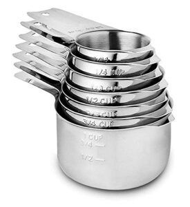 measuring cups stainless steel 7 piece stackable set for dry or liquid ingredients measurement - kitchen gadgets & utensils metal measuring cups best for cooking & baking