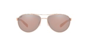 costa del mar mens fernandina aviator sunglasses, shiny rose gold/copper silver mirrored polarized-580p, 57 mm