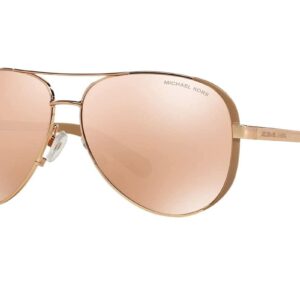 Michael Kors MK5004 CHELSEA Aviator 1017R1 59M Sunglasses For Women + BUNDLE With Designer iWear Eyewear Kit (Rose Gold/Taupe/Rose Gold Flash)