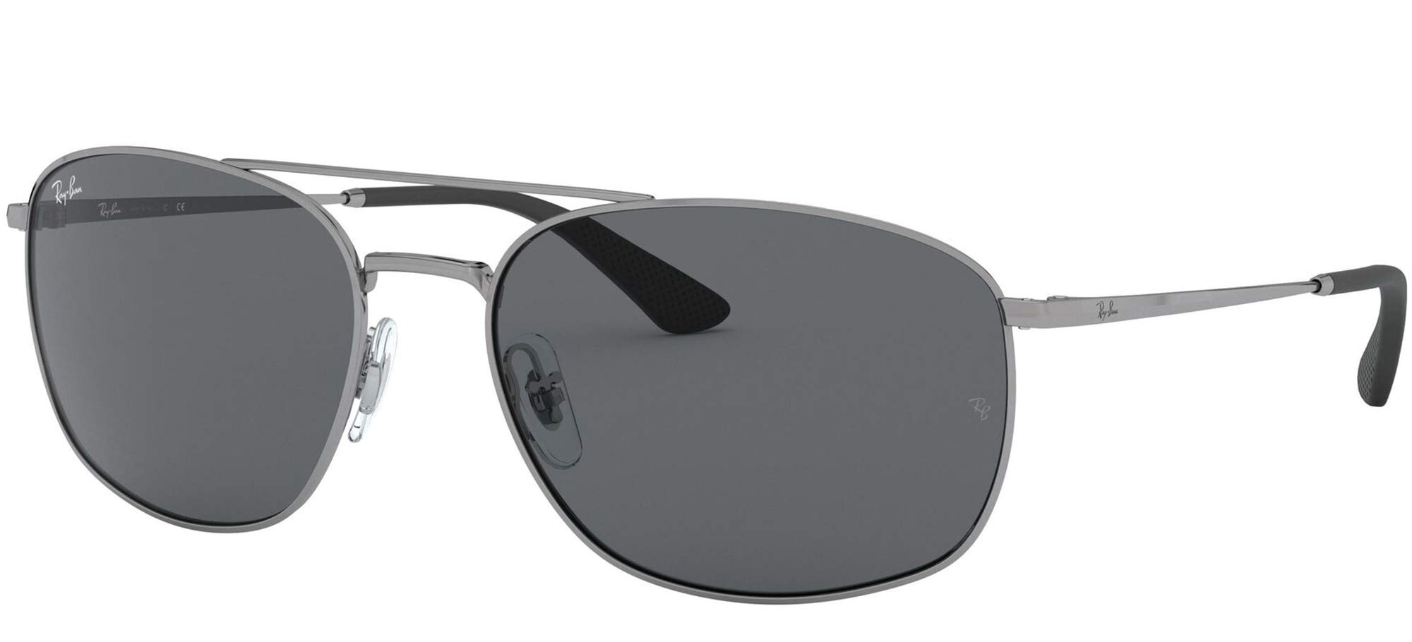 Ray-Ban RB3654 Square Sunglasses, Gunmetal/Dark Grey, 60 mm