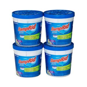 damprid absorber-10.5oz refillable absorber traps moisture for fresher, cleaner air, 10.5oz cups - 4 pack, blue, 4 count