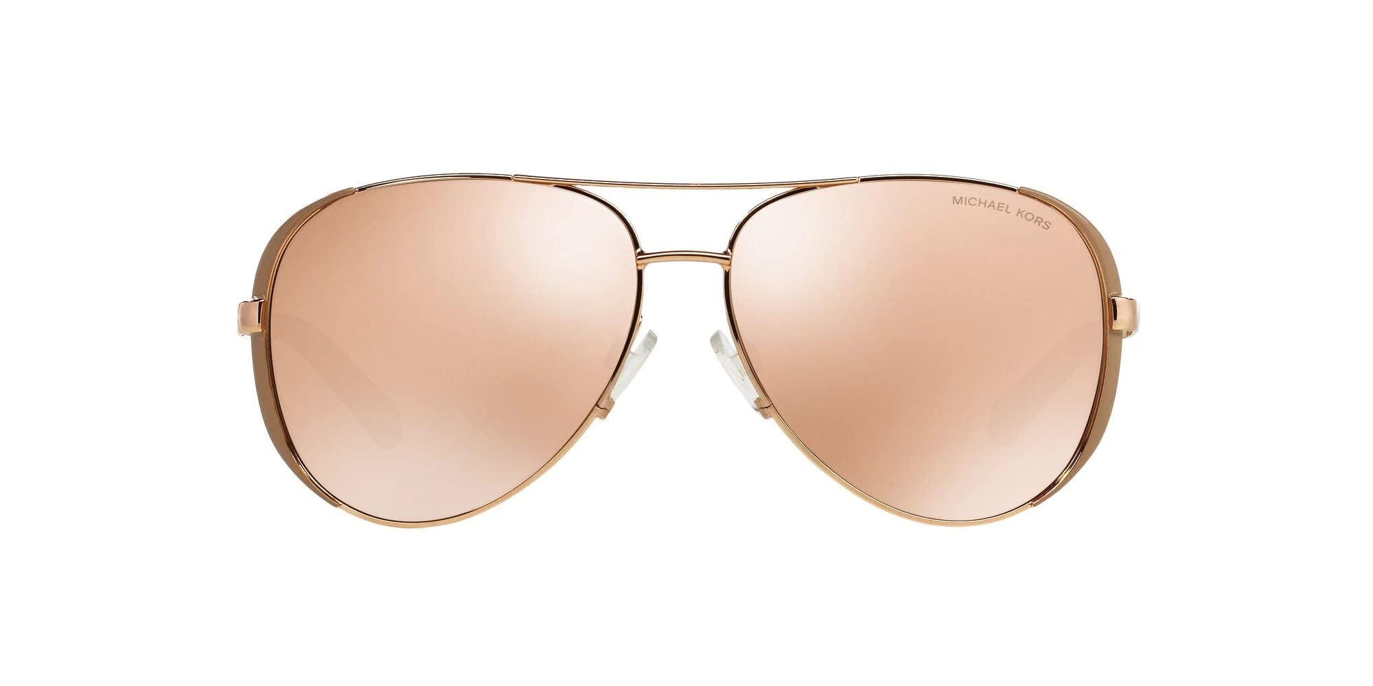 Michael Kors MK5004 CHELSEA Aviator 1017R1 59M Sunglasses For Women + BUNDLE With Designer iWear Eyewear Kit (Rose Gold/Taupe/Rose Gold Flash)