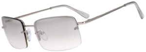 the fresh minimalist small rectangular sunglasses clear eyewear spring hinge - gift box package (307-silver, clear, 57)