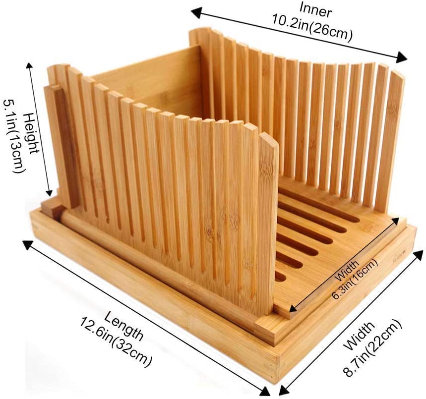 Bread Slicer for Homemade Bread, foldable adjustable Slicing width with cutting board, cutting bagels or even slices of bread becomes easy.