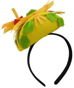 nicky bigs novelties mini taco hat headband - lightweight festive food headband - unisex adult cosplay holiday costume accessory, multi-color, one size