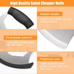 Luxiv Mezzaluna Knife Salad Chopper, Salad Chopper Stainless Steel Mezzaluna Knife with Protection Cover Vegetable Chopper Mincing Knife for Pizza, Cheese, Onion, Carrot, Pepper, Garlic (black)