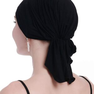 osvyo Chemo Headscarf for Women Hair Loss - Cancer Slip On Headwear Turbans Sealed Packaging Black